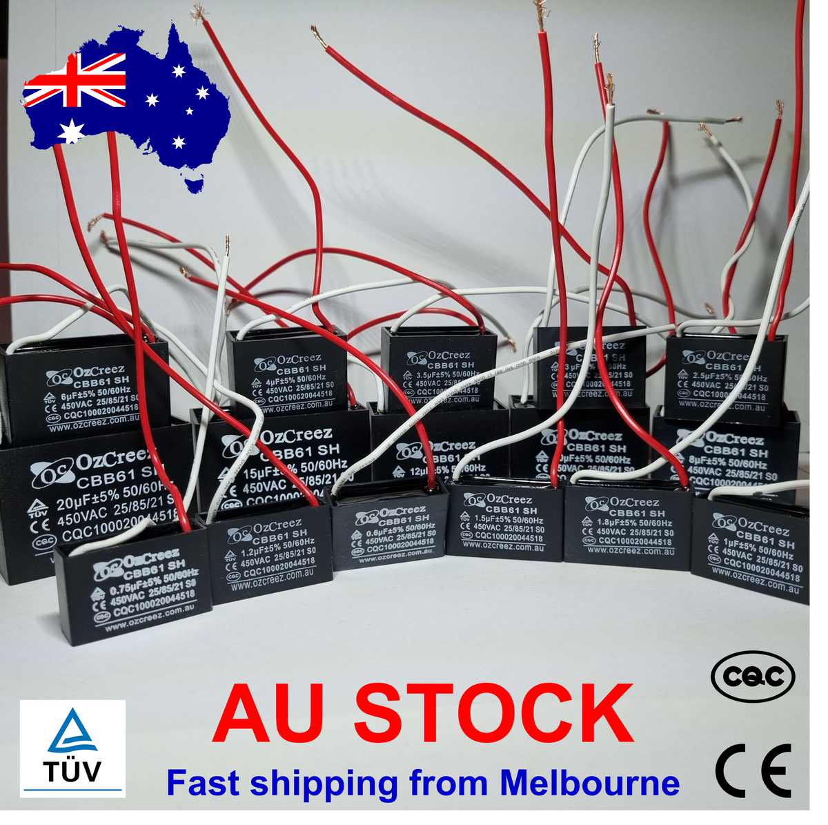 CBB61 0.6uF, 0.75uF, 1uF, 1.2uf, 1.5uF, 1.8uF, 2uF, 2.5uF, 3uF, 3.5uF ...
